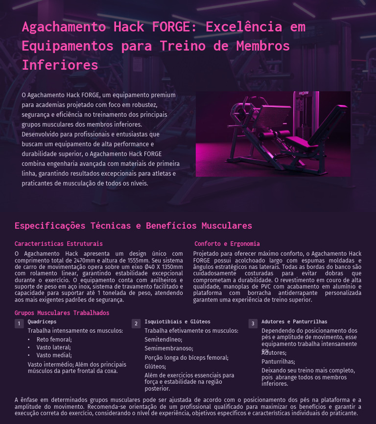 Agachamento Hack FORGE Excelencia em Equipamentos para Treino de Membros Inferiores | PDF ...