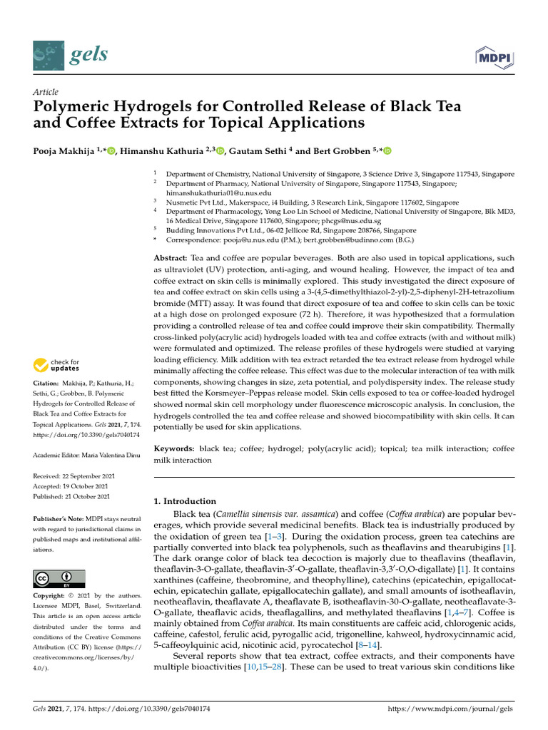 2021 Polymeric Hydrogels For Controlled Release of Black Tea and Coffee ...
