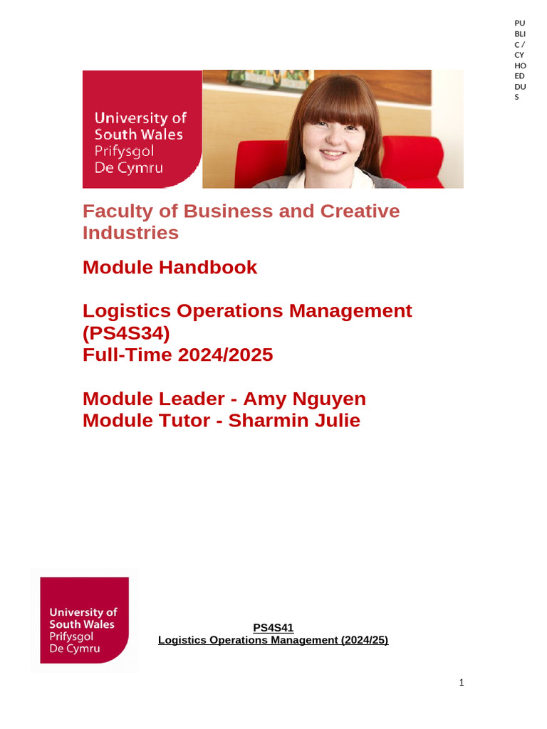 PS4S41 Module Handbook 2024 - 25 | PDF | Logistics | Warehouse