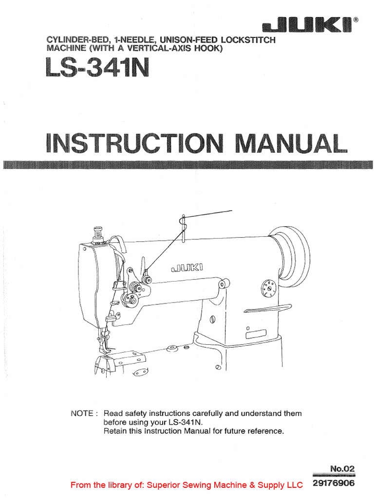 Juki LS-341N Instruction Manual | PDF | Sewing Machine | Mechanical ...