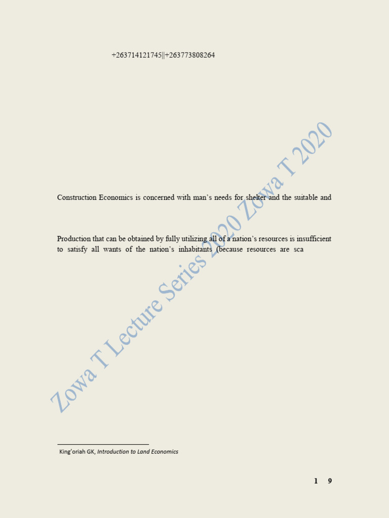 Construction Economics Overview | PDF | Economics | Architect
