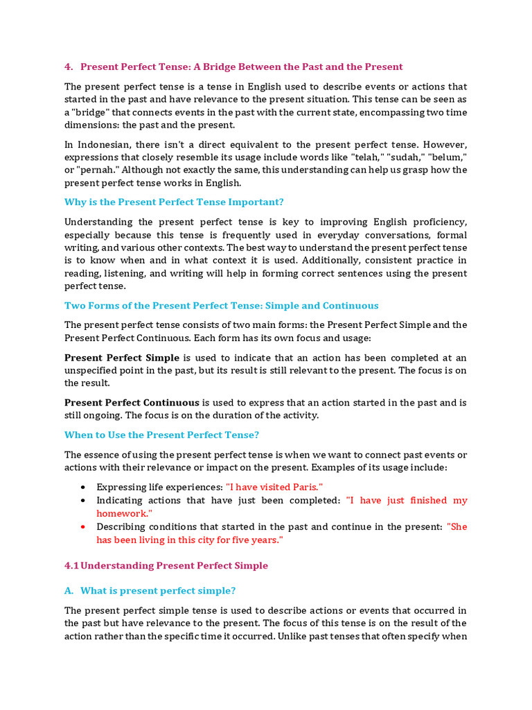 Present Perfect Tense Materials | PDF | Verb | Grammatical Tense