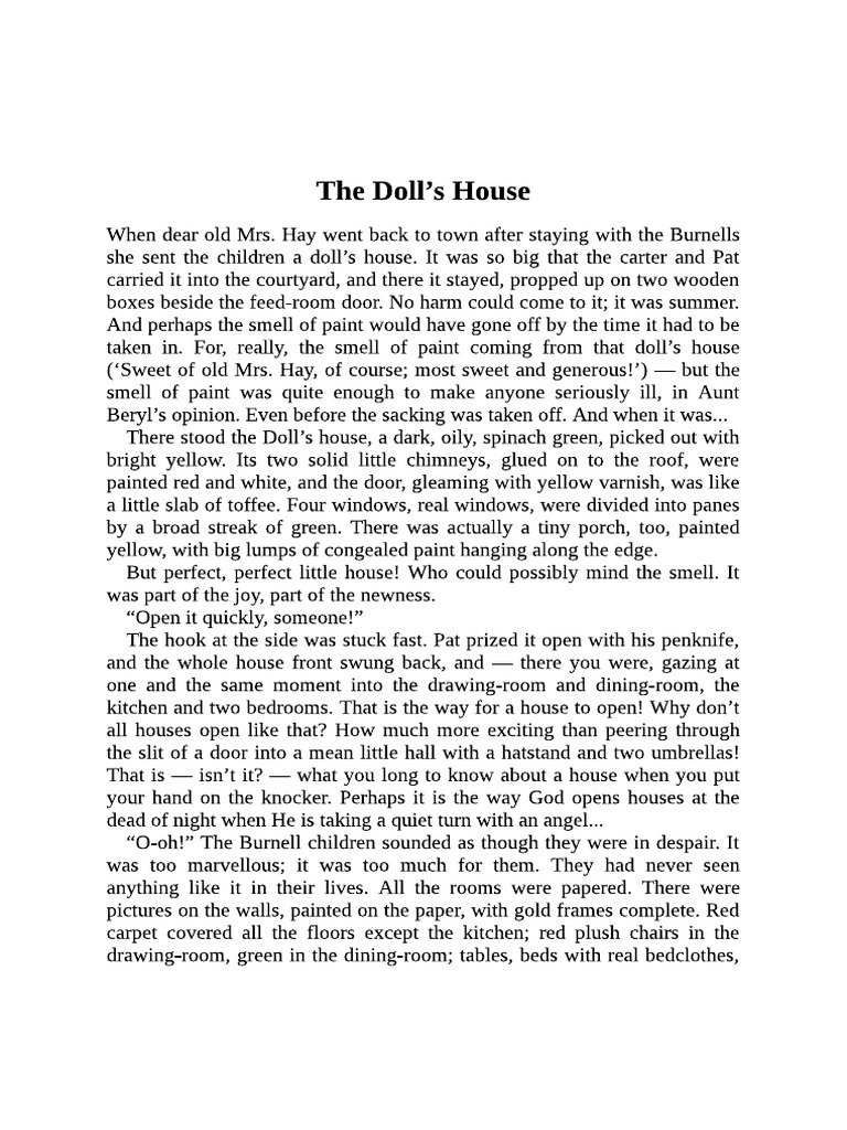 Short Story The Doll's House | PDF
