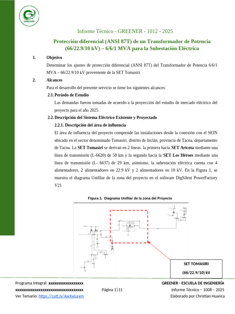 Informe Tecnico de Proteccion Diferencial | PDF | Transformador ...