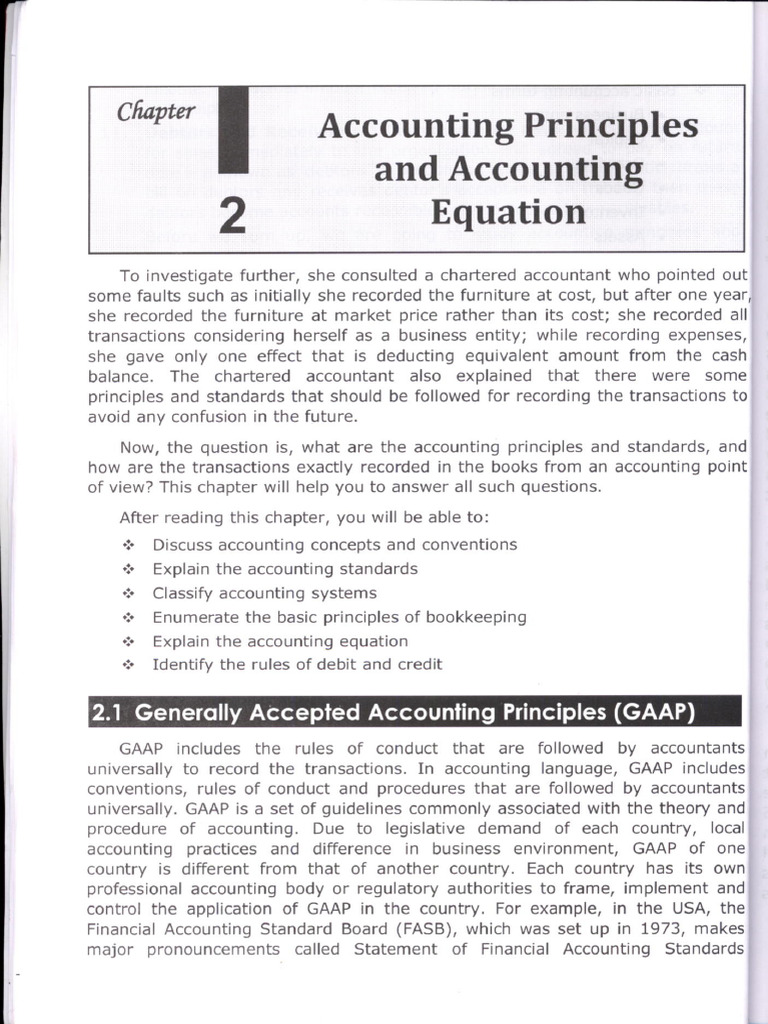 Chapter -2 Accounting Principles & Accounting Equation | PDF | Accounting | Financial Economics