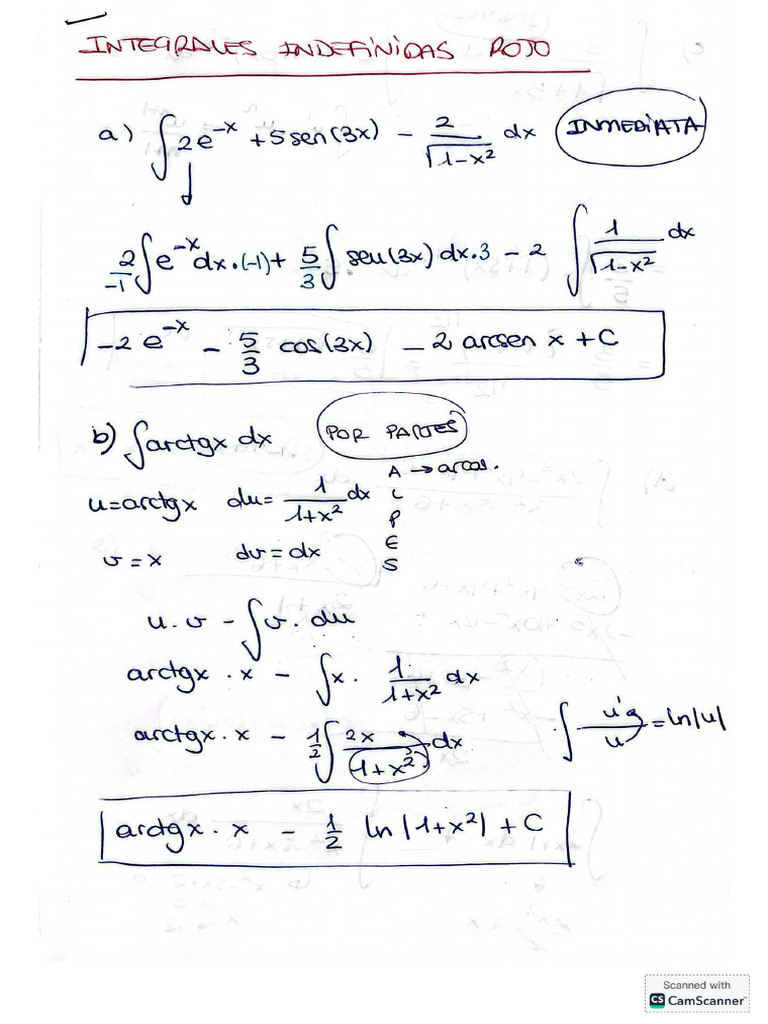 Integrales Definidas e Indefinidas Exame | PDF