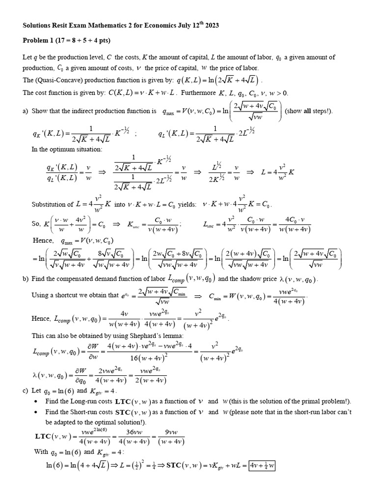Final Test Resit 12-7-2023 Solutions Def-1 | PDF | Eigenvalues And ...