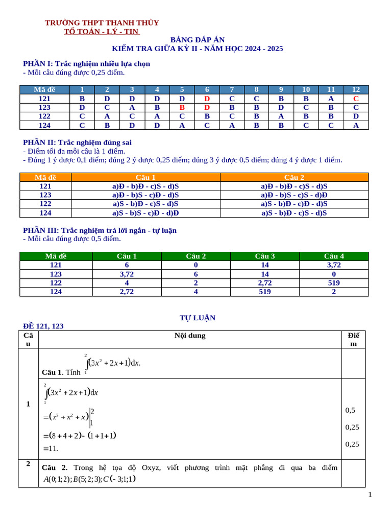 Dap An GK2 T12 | PDF