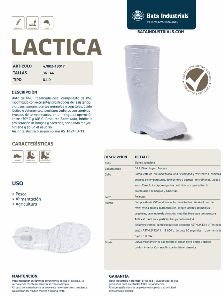 Ficha Tecnica Bota Lactica-Sin-Puntera | PDF