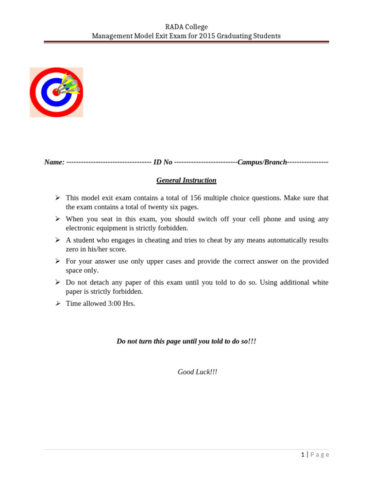 Management Model Exit-Exam | PDF | Sampling (Statistics) | Confidence ...