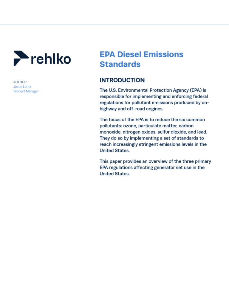 Overview of EPA Diesel Emission Standards | PDF | Exhaust Gas | N Ox