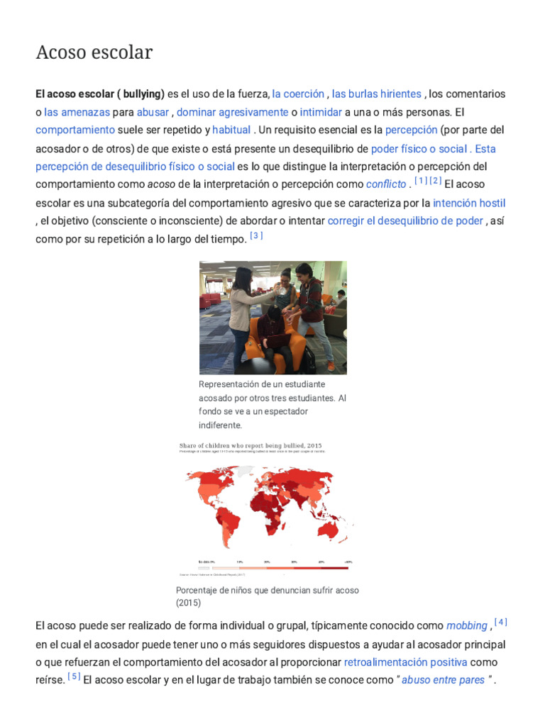 Bullying - Wikipedia | PDF | Acoso cibernético | Tríada Oscura