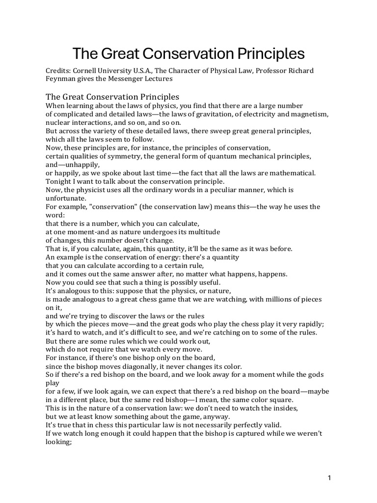 The Great Conservation Principles | PDF | Electric Charge | Spin (Physics)