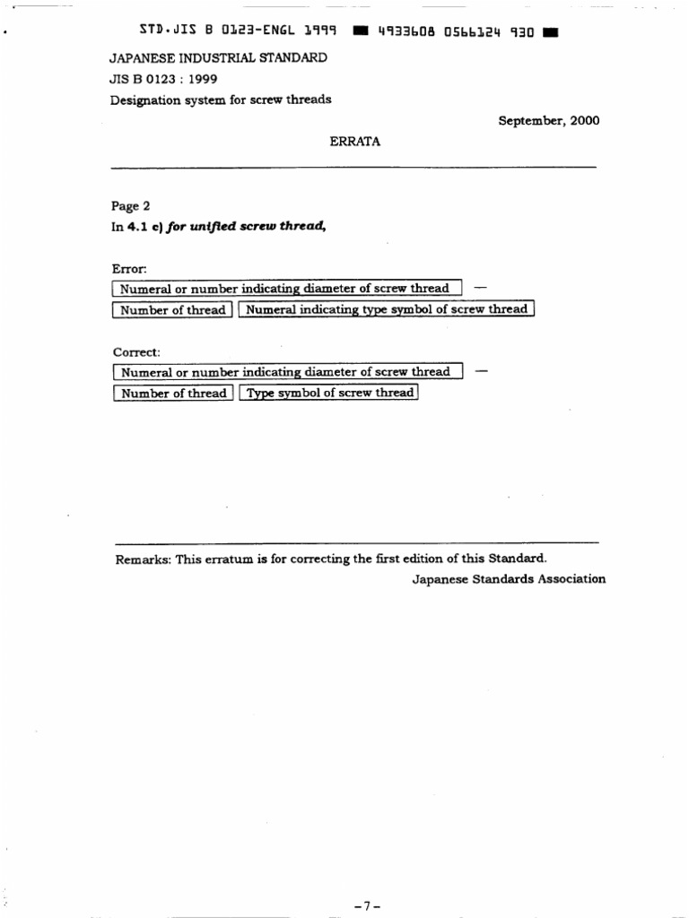 JIS B 0123: Screw Thread Designation | PDF | Screw | Machines