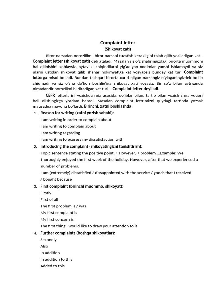Writing Effective Complaint Letters | PDF