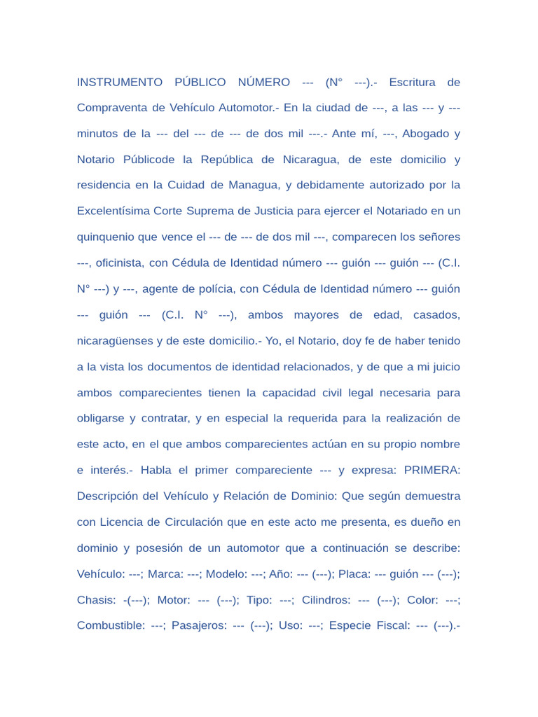 Escritura de Cimora Venta de Moto | PDF