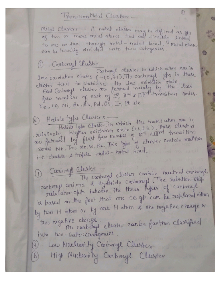 Transition Metal Cluster | PDF