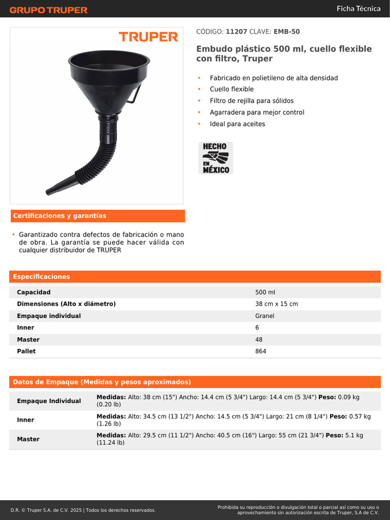 FT - Truper - Embudo de Plastico - 11207 | PDF