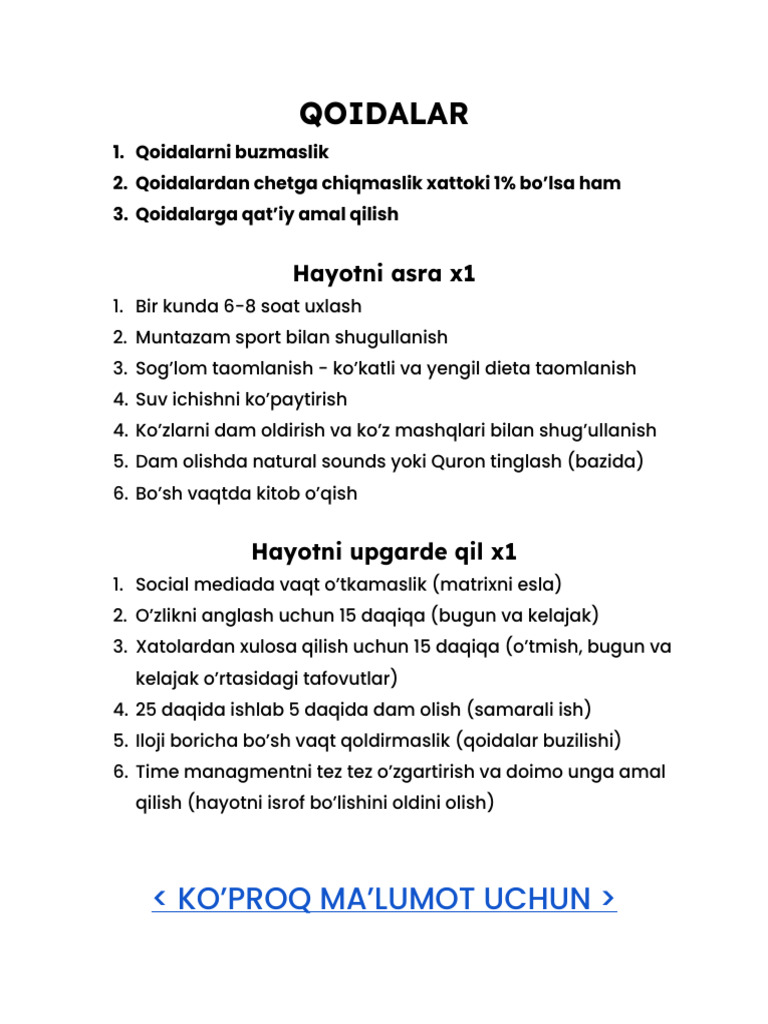 Hayotiy qoidalar | PDF