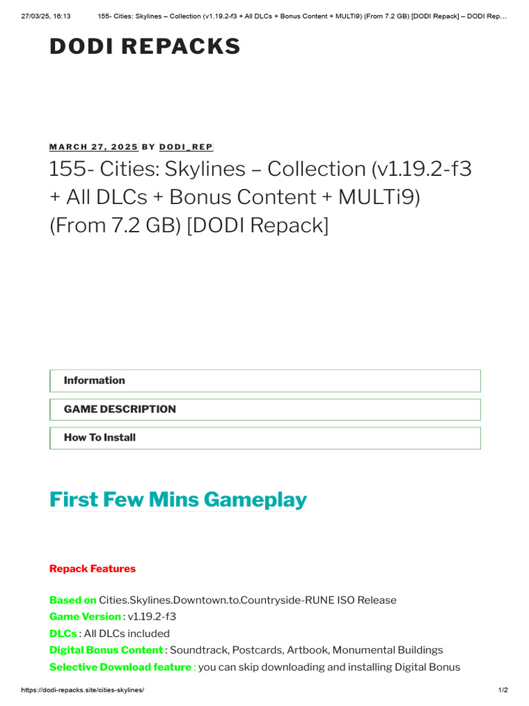 155 - Cities - Skylines - Collection (v1.19.2-f3 + All DLCs + Bonus Content + MULTi9) (From 7.2 ...