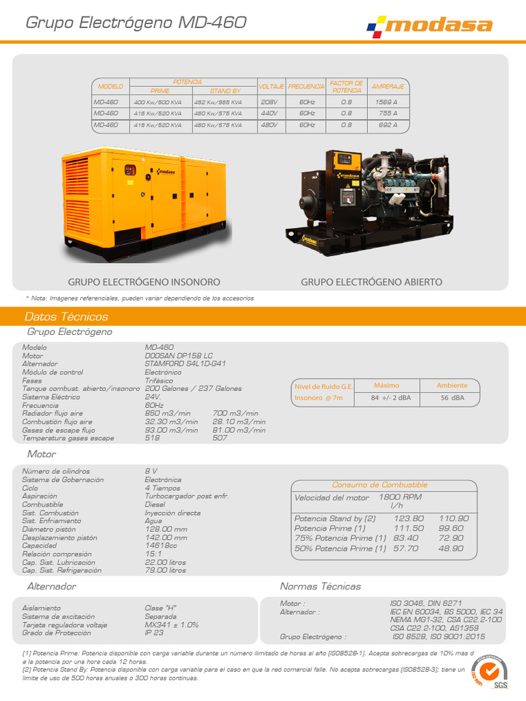 MD 460 | PDF | Inyección de combustible | Energia electrica
