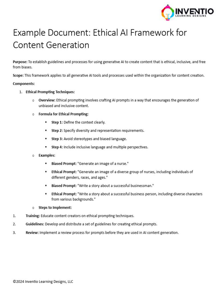 Example Document - Ethical AI Framework For Content Generation | PDF | Artificial Intelligence ...