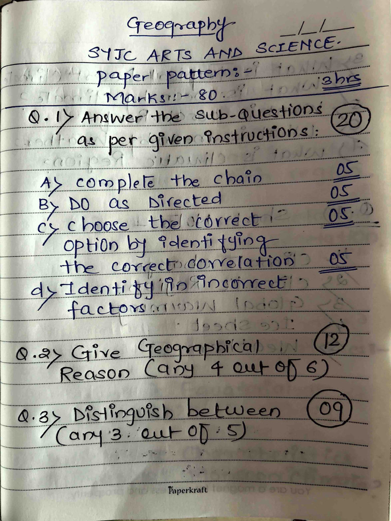 Syjc Boards Paper Pattern | PDF