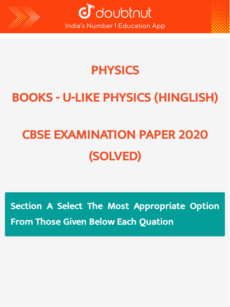 CBSE 2020 Physics Exam Paper Solutions | PDF | Inductance | Inductor