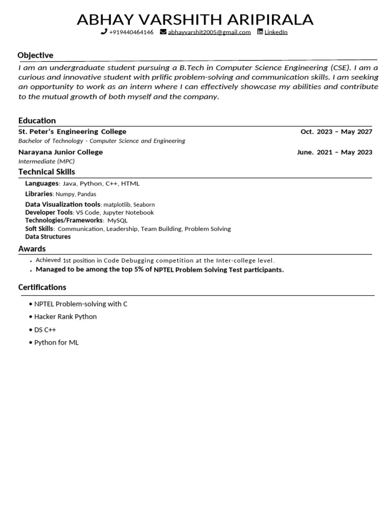 Abhay Proper Editable Resume | PDF