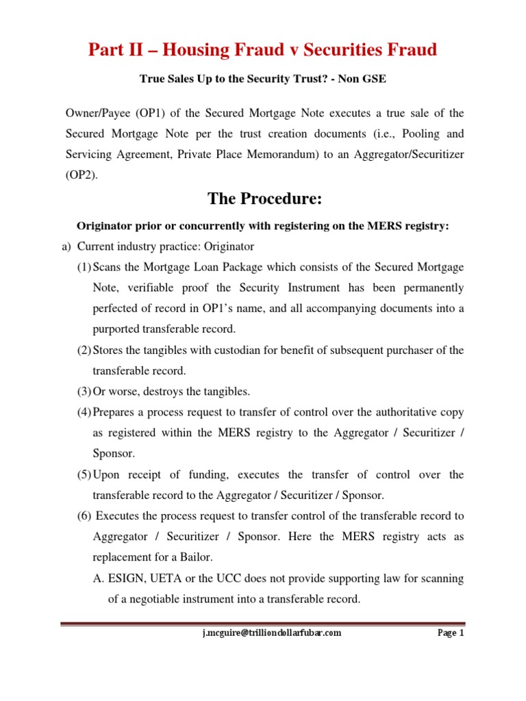 Part II - Housing Fraud V Securities Fraud: The Procedure | PDF ...