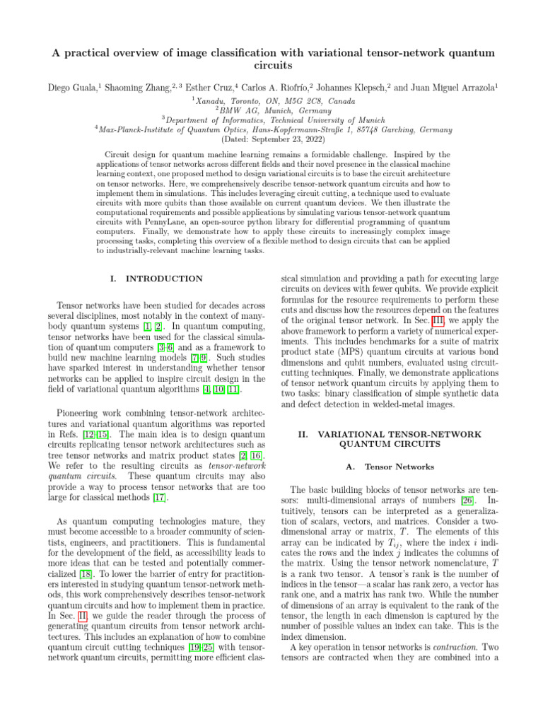 Tensor-Network Circuits for Image Classification | PDF | Quantum ...