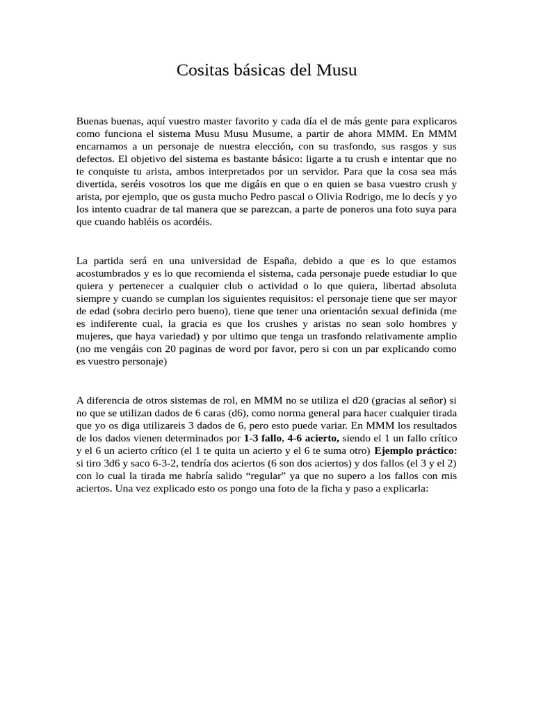 Guía del Sistema Musu Musu Musume | PDF