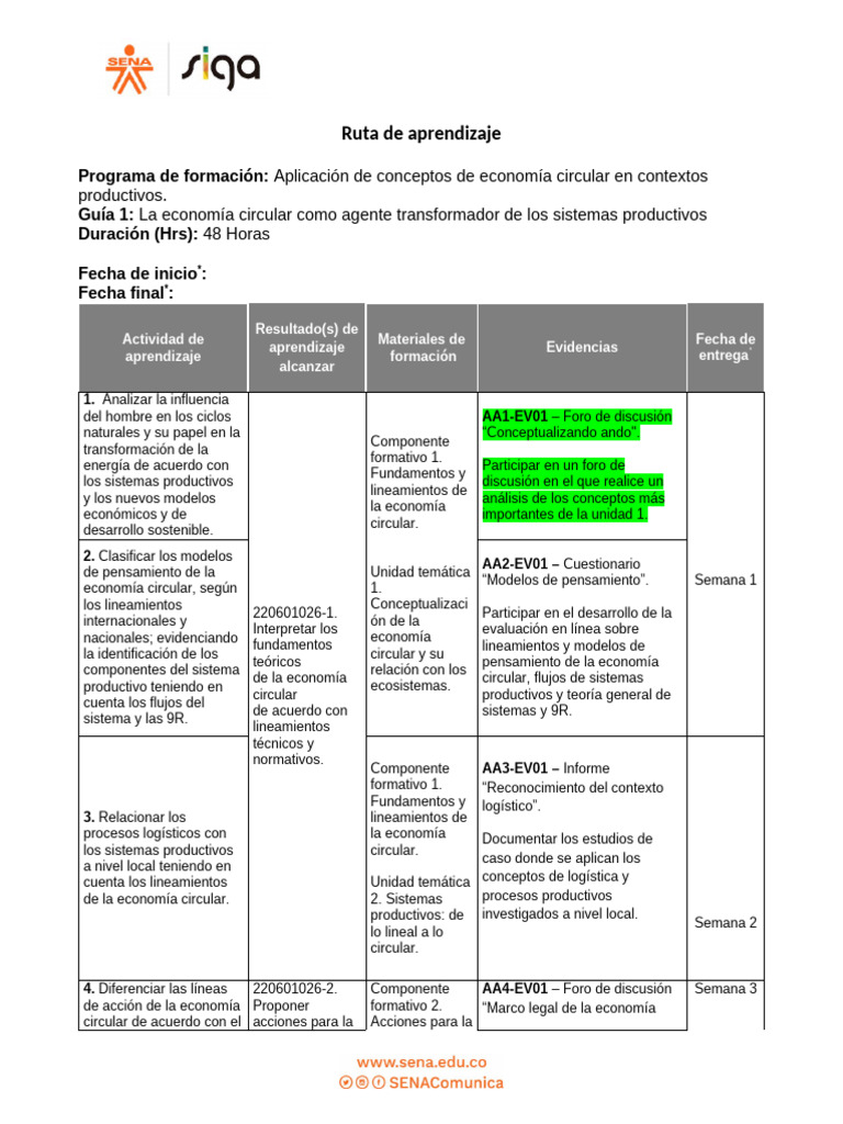 Ruta - de - Aprendizaje (Sena | PDF | Economias | Aprendizaje