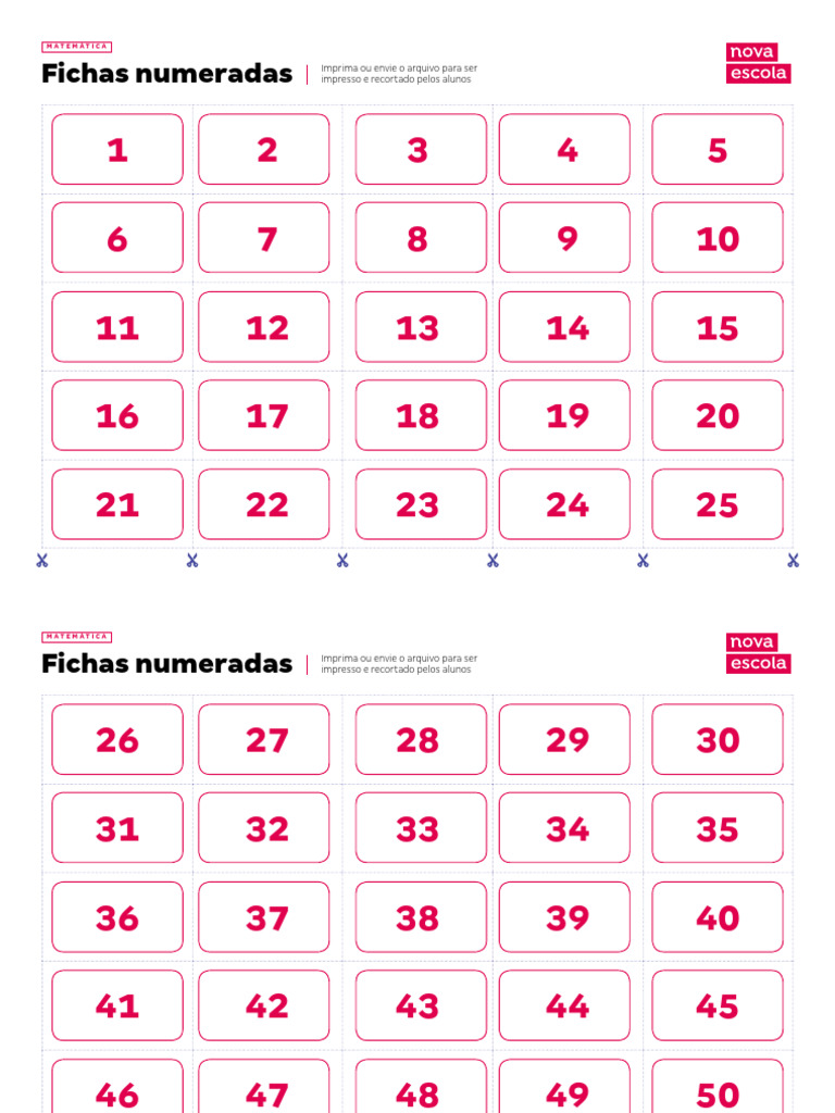 Fichas Numeradas para Impressão PDF | PDF