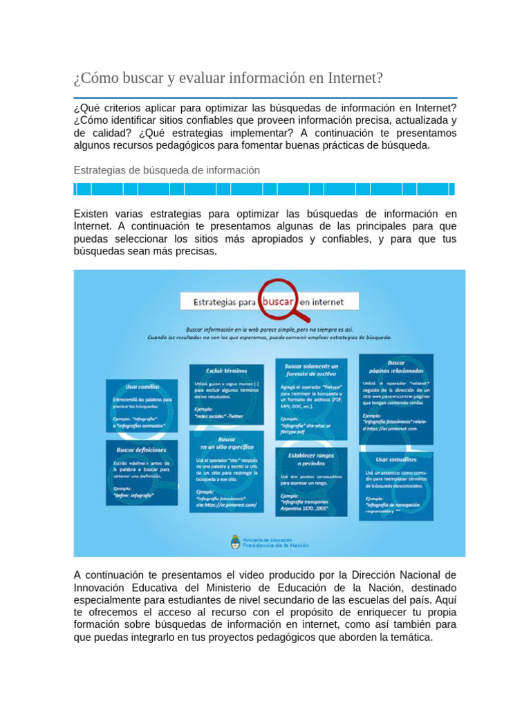 Estrategias para Buscar Información Confiable | PDF