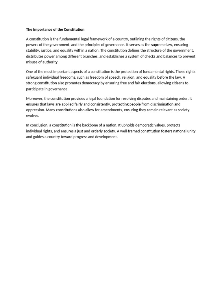 Significance of a Constitution | PDF