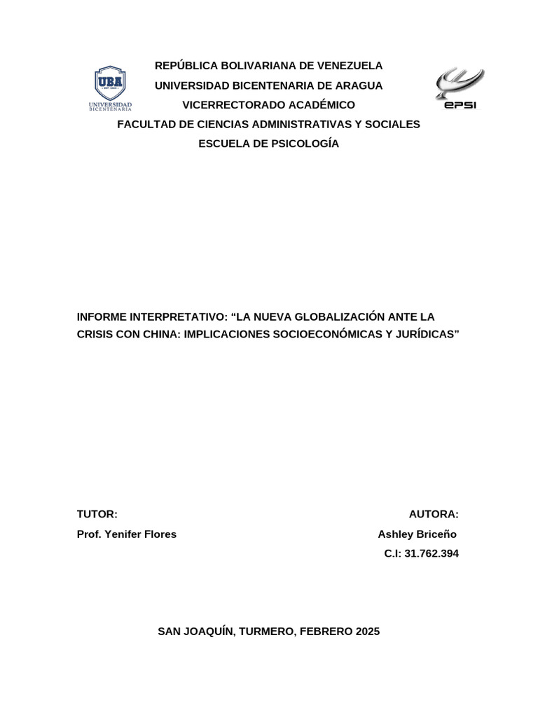 INFORME INTERPRETATIVO Importancia de La Globalización Actual | PDF ...