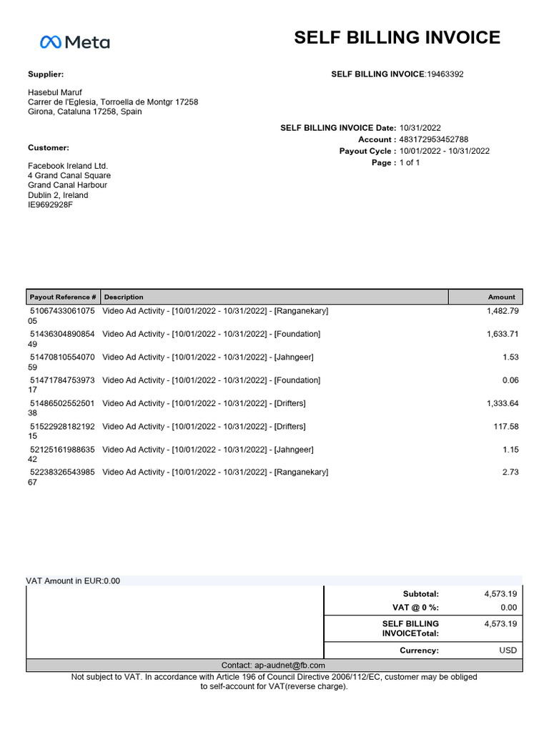 SELF_BILLING_INVOICE_19463392 | PDF | Invoice | Payments