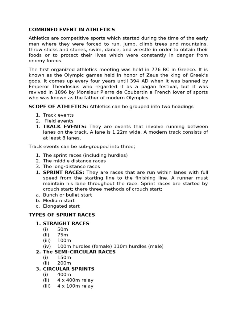 Overview of Combined Events in Athletics | PDF | Track And Field ...