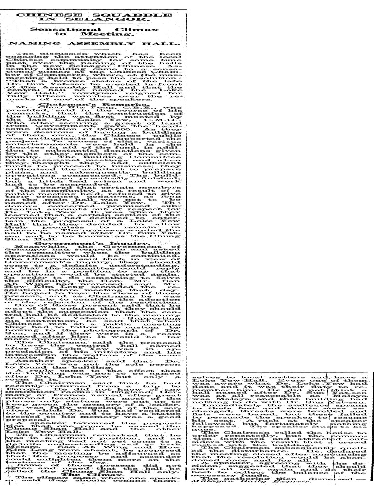 Building Named Loke Yew Hall in Malaya | PDF