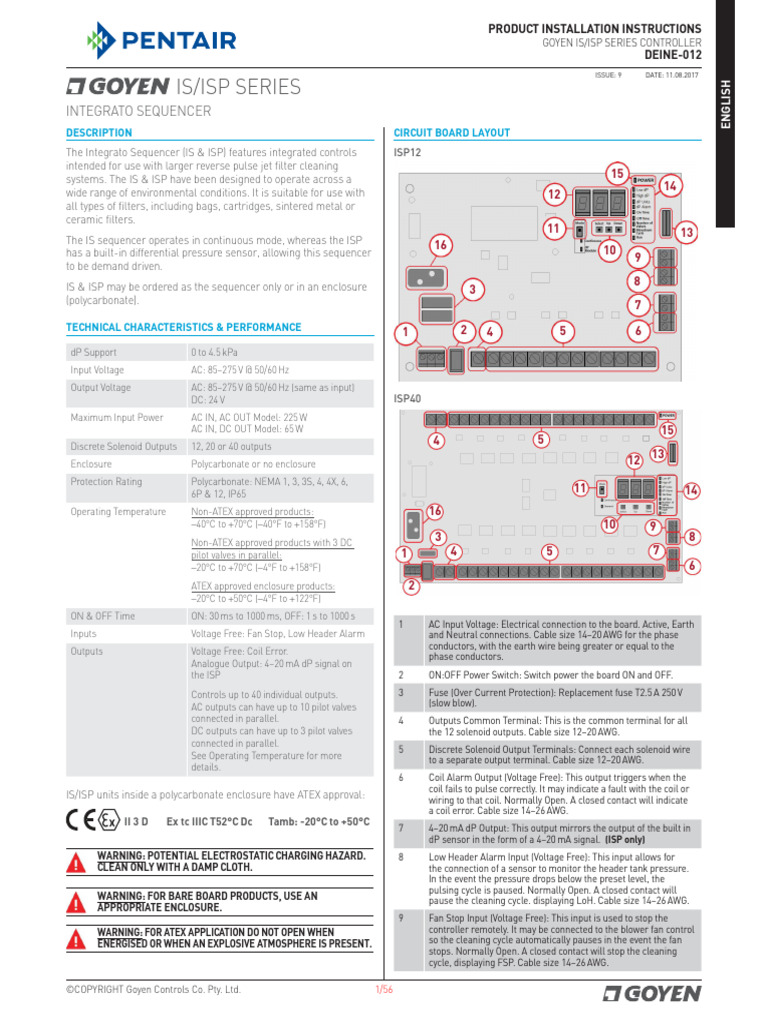 Pentair Goyen Micair is-And-IsP-Manual Instalation | PDF | Alternating Current | Switch