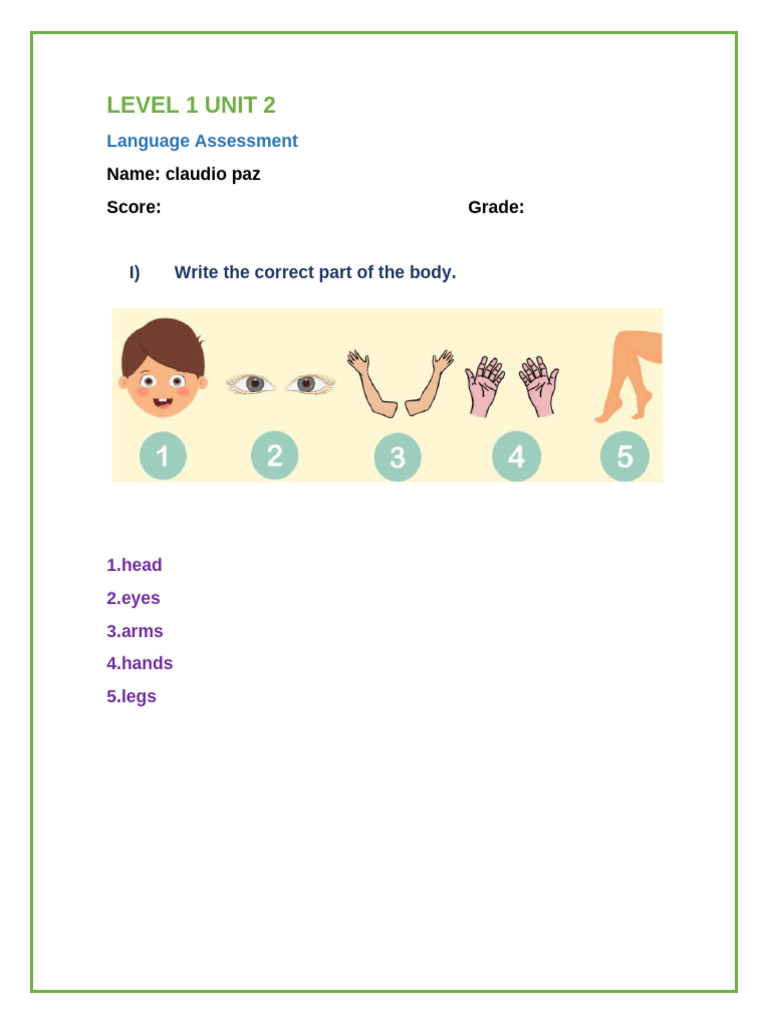 Level 1 Unit 2 Kids | PDF