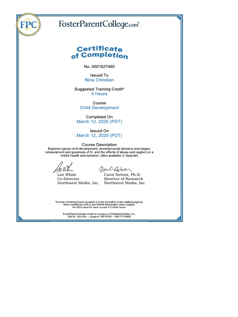 FPC Certificate 1627460 | PDF