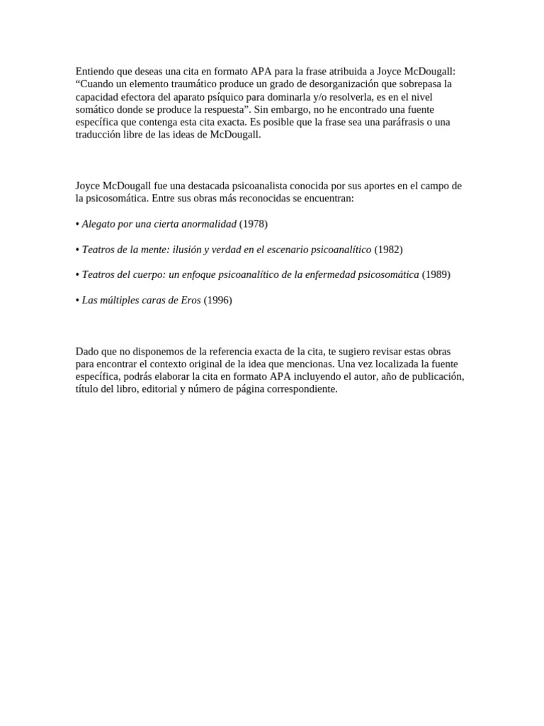 Entiendo Que Deseas Una Cita en Formato APA para La Frase Atribuida A ...
