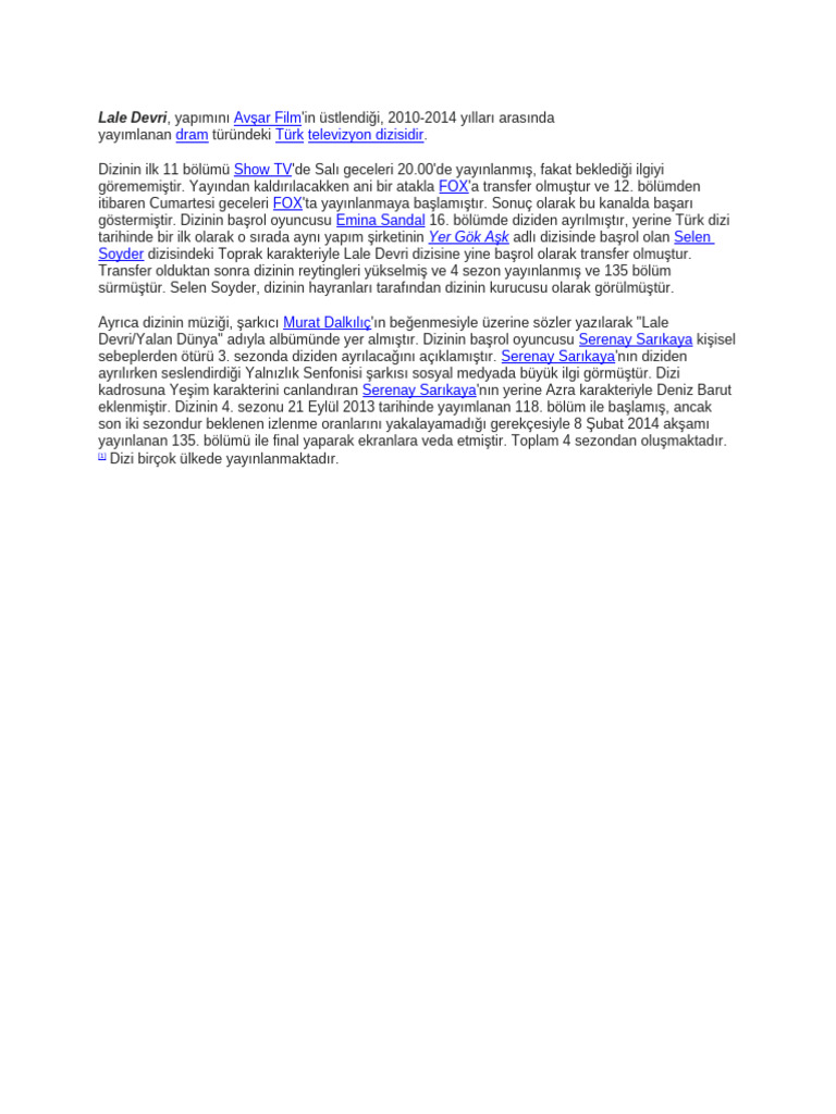 Lale Devri: Avşar Film Dram Türk Televizyon Dizisidir Show TV FOX FOX Emina Sandal Selen Soyder ...