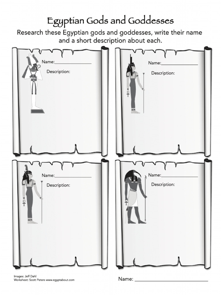 Egyptian Gods and Goddesses Worksheet | PDF