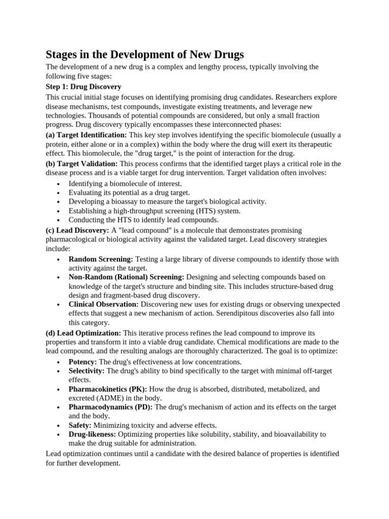 Stages in The Development of New Drug Lecture Note (Feb. 2025) | PDF ...