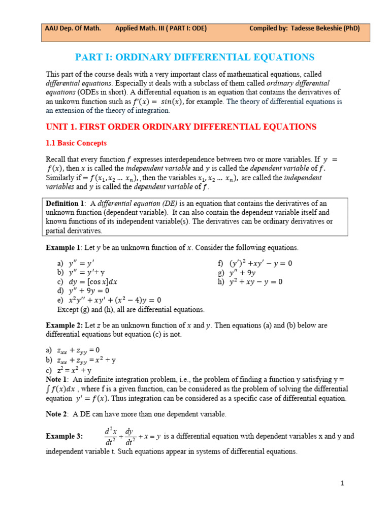 ODE Solutions and Methods Overview | PDF | Ordinary Differential ...