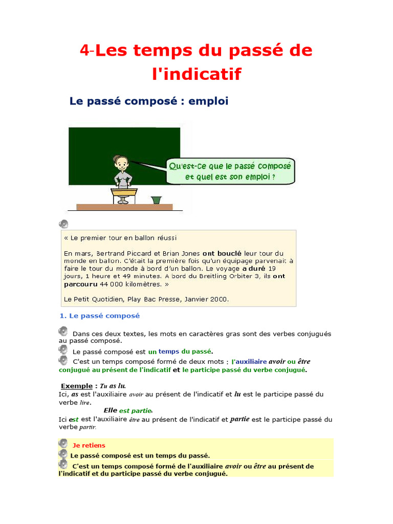 Cours Le Passe de Lindicatif 6eme Primaire 1 | PDF | Verbe | Conjugaison