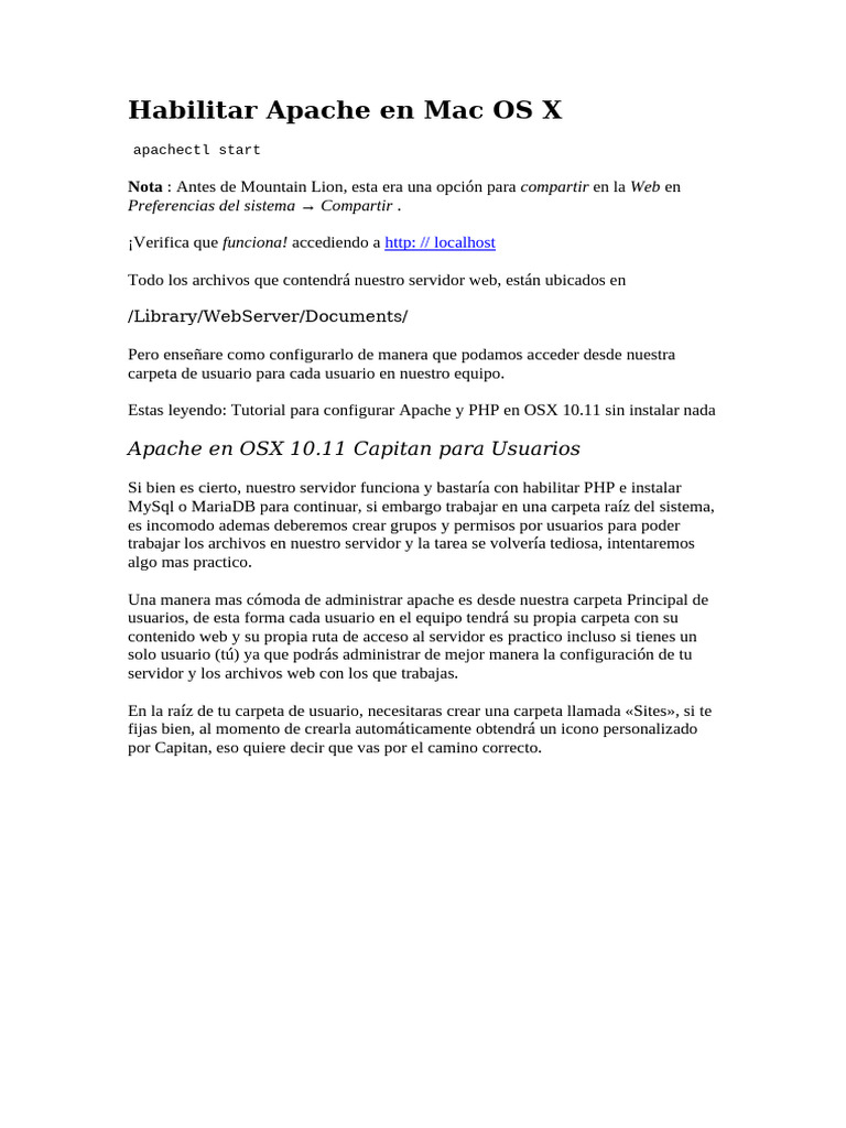 Apache Macosx | PDF | Php | Servidor HTTP Apache